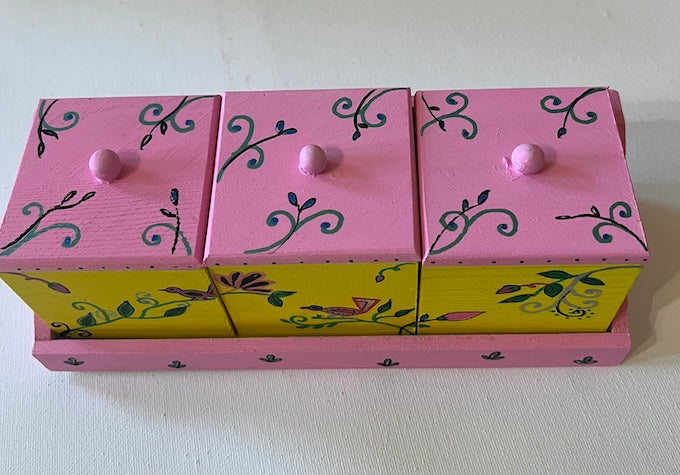 Paint on unfinished wood box with acrylic paint!